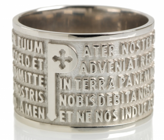 Anello Tuum Origine in Oro bianco 9kt con Padre Nostro in latino